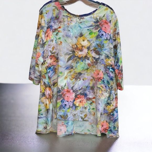 Niche | Tops | Niche Nilgun Derman S Lagenlook Watercolor Floral Art To ...